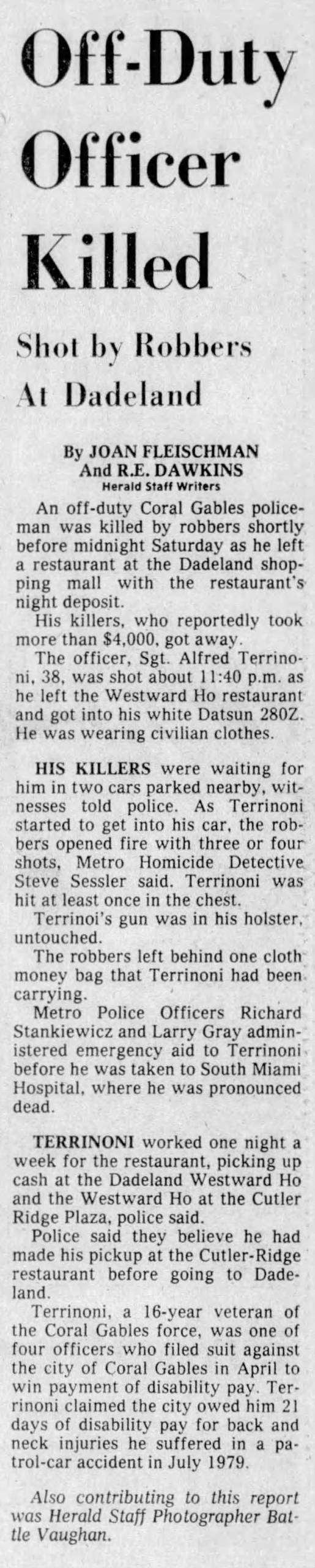 ALFRED WILLIAM TERRINONI - CORAL GABLES FOP